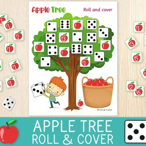 Apple Tree Number Matching Activity, Roll & Cover Game, Numbers 1-6 ...