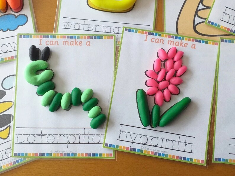 Spring Playdough Mats 34 Visual Cards Play Doh Toddler - Etsy