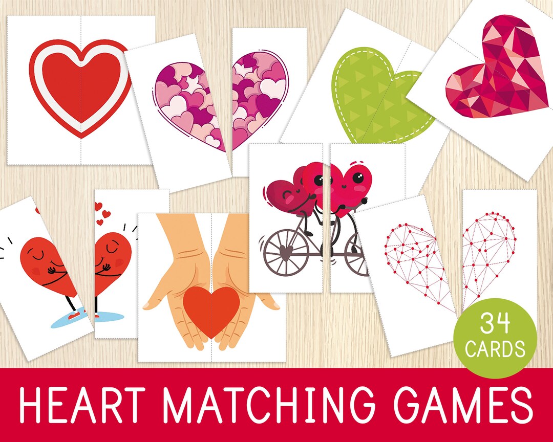 Valentine's Day Matching Game - Heart Puzzles - Toddler & Preschool ...