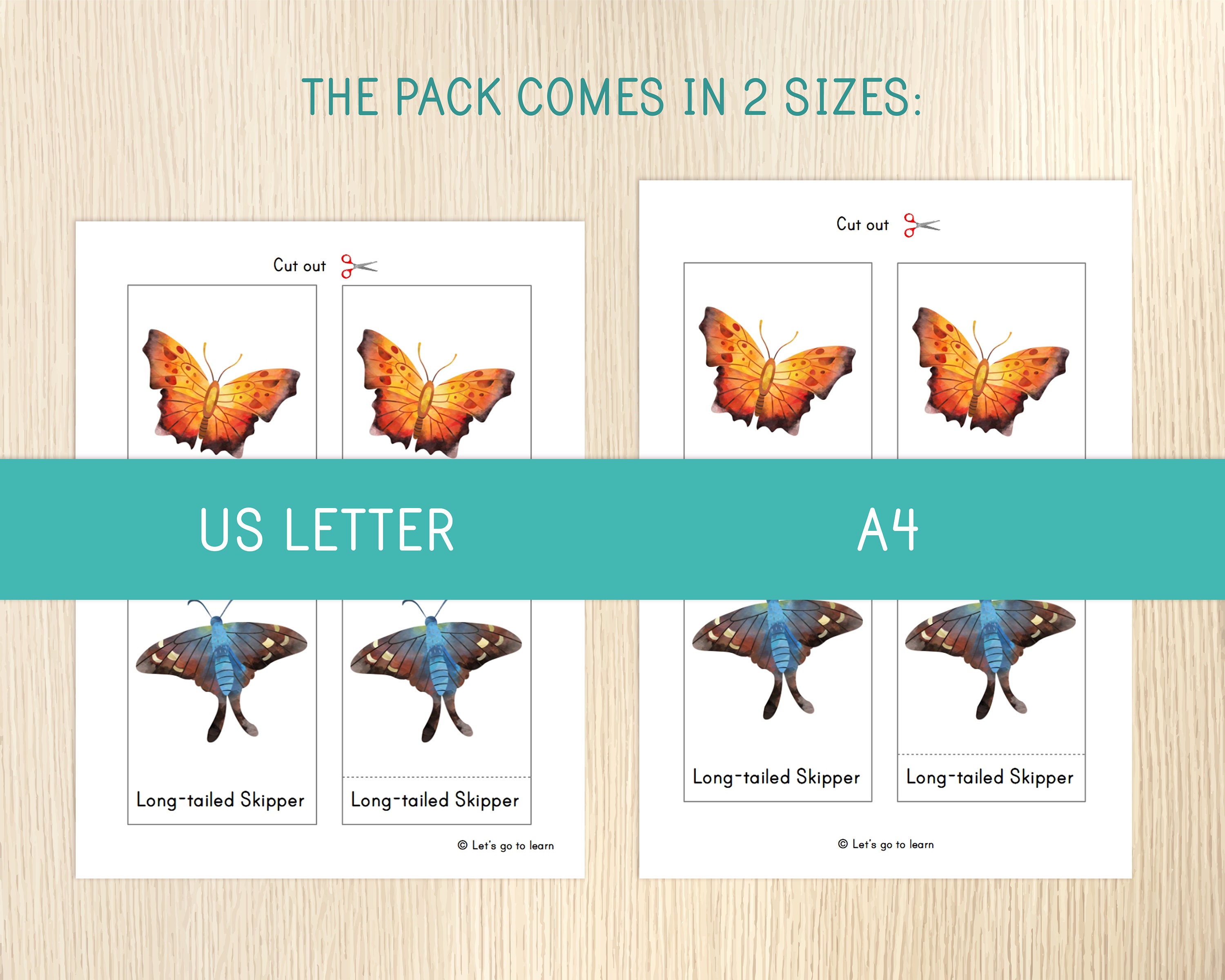Butterfly 3-parts Cards - Montessori Nomenclature Cards - Flashcards ...