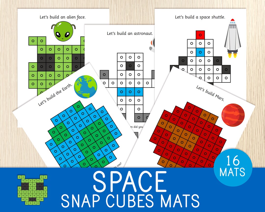 Space Snap Cubes Mats, Connecting Cubes Task Cards, Preschool ...