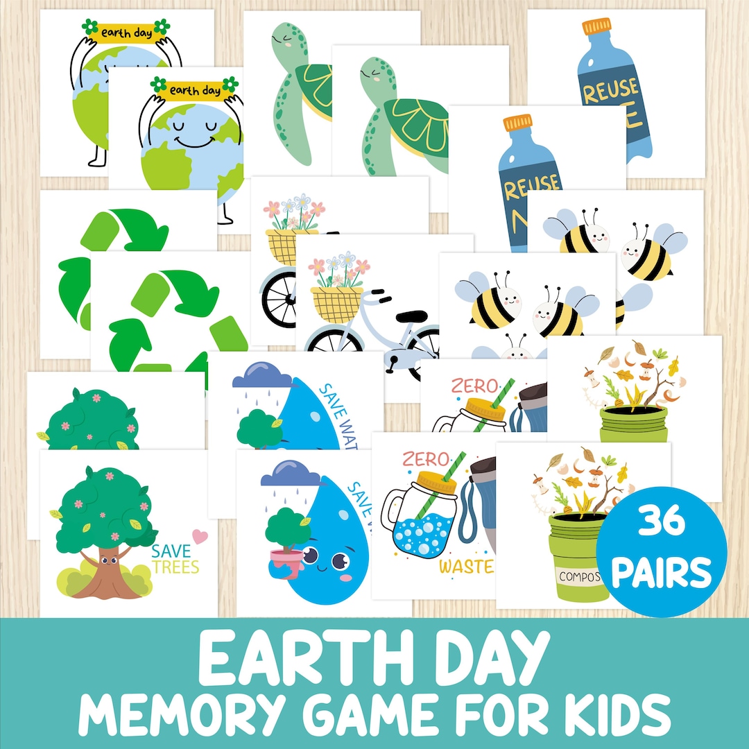 Earth Day Memory Game - Matching Activity for Kids - Classroom or ...