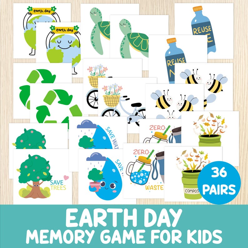 Earth Day Memory Game - Matching Activity for Kids - Classroom or ...