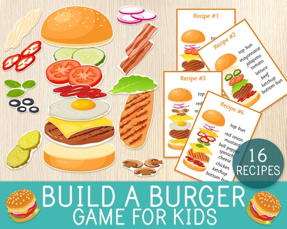 Build a Burger Game Pretend Play Toddler Preschool | Etsy