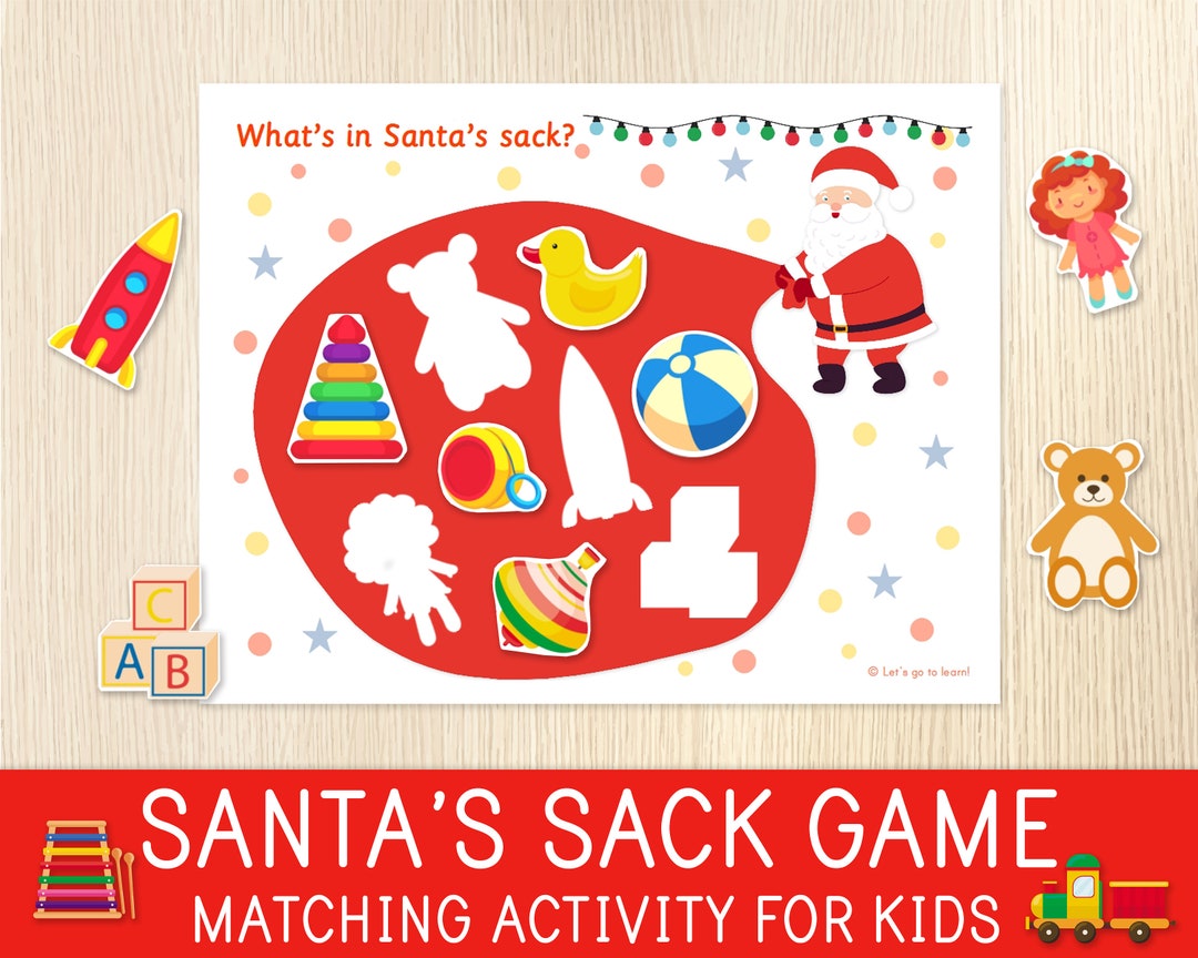 Christmas Game, Matching Activity, Santa's Sack, Shadow Matching, Toys ...