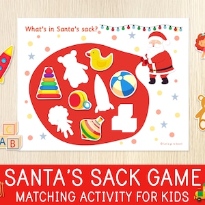 Christmas Game, Matching Activity, Santa's Sack, Shadow Matching, Toys ...