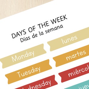 Days of the Week Poster in English & Spanish, Bilingual Poster ...