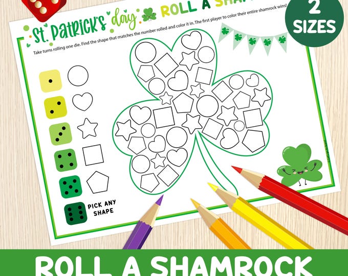 St. Patrick's Day Roll a Shamrock Game - Classroom St Patty's Party ...