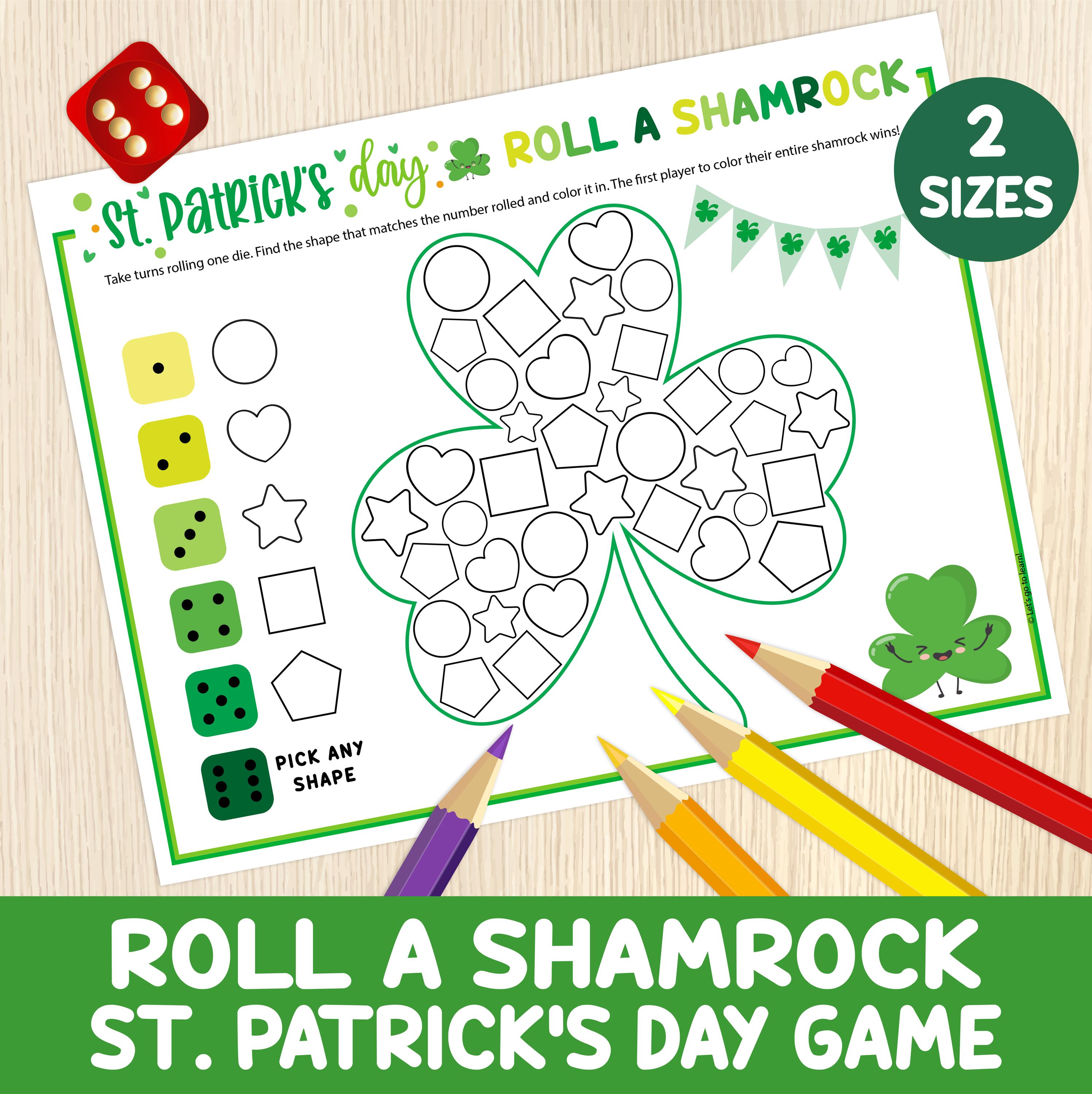 St. Patrick's Day Roll a Shamrock Game - Classroom St Patty's Party ...