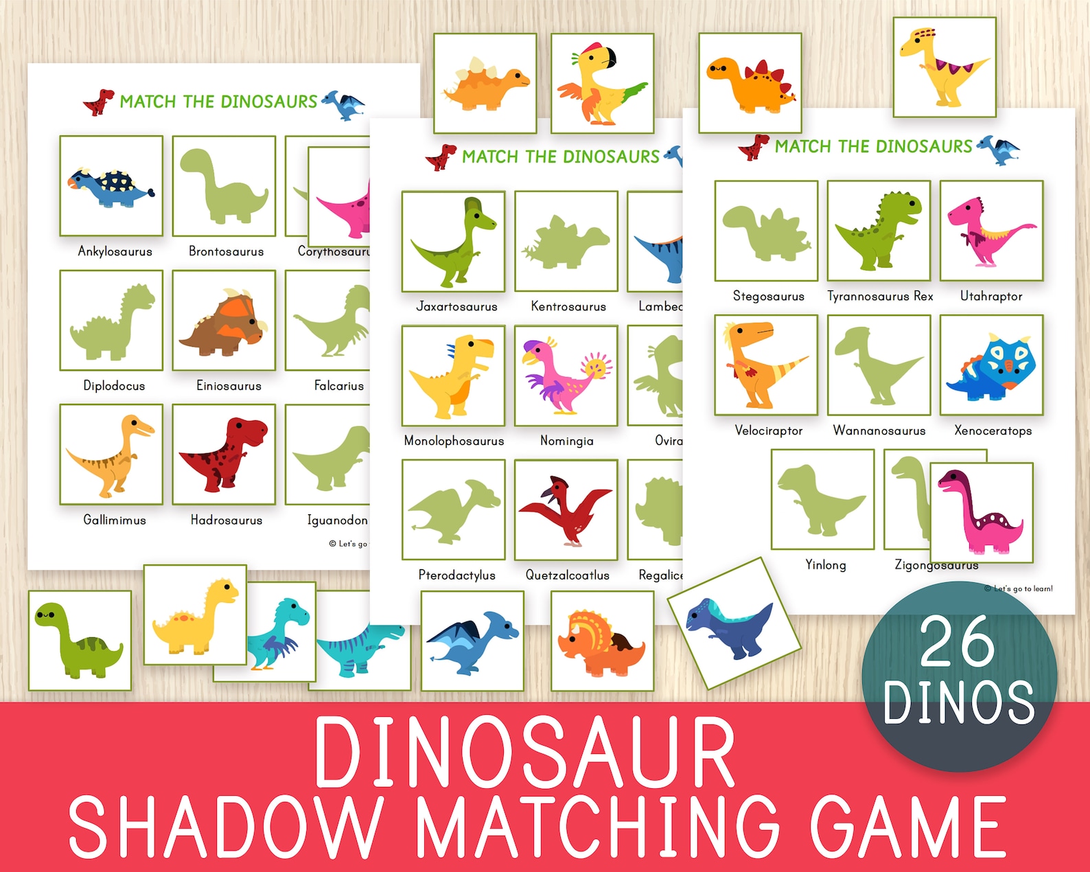 Dinosaur Shadow Matching Game Toddler Preschool Activity - Etsy