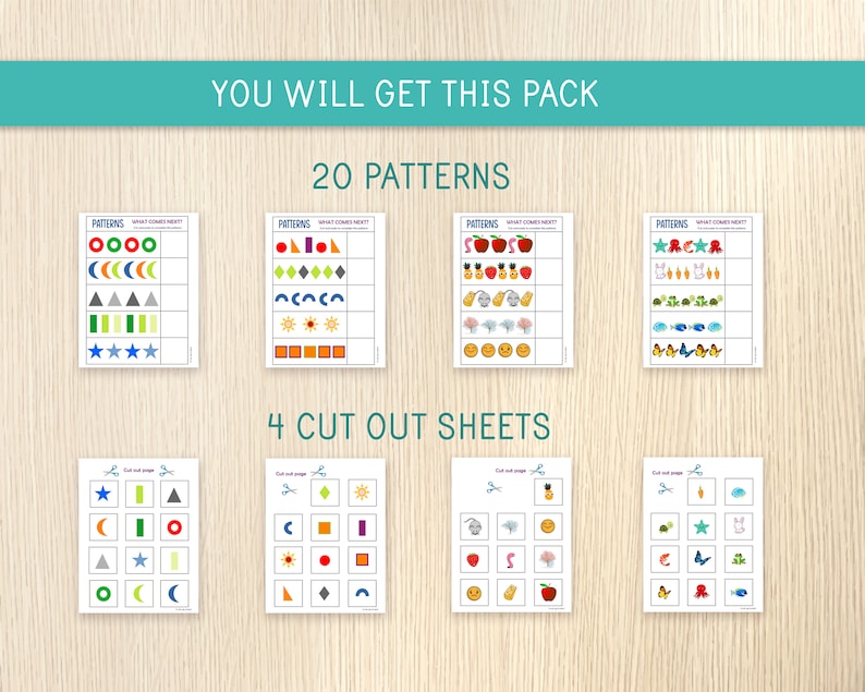 Pattern Worksheets, What Comes Next Game, Educational Preschool ...