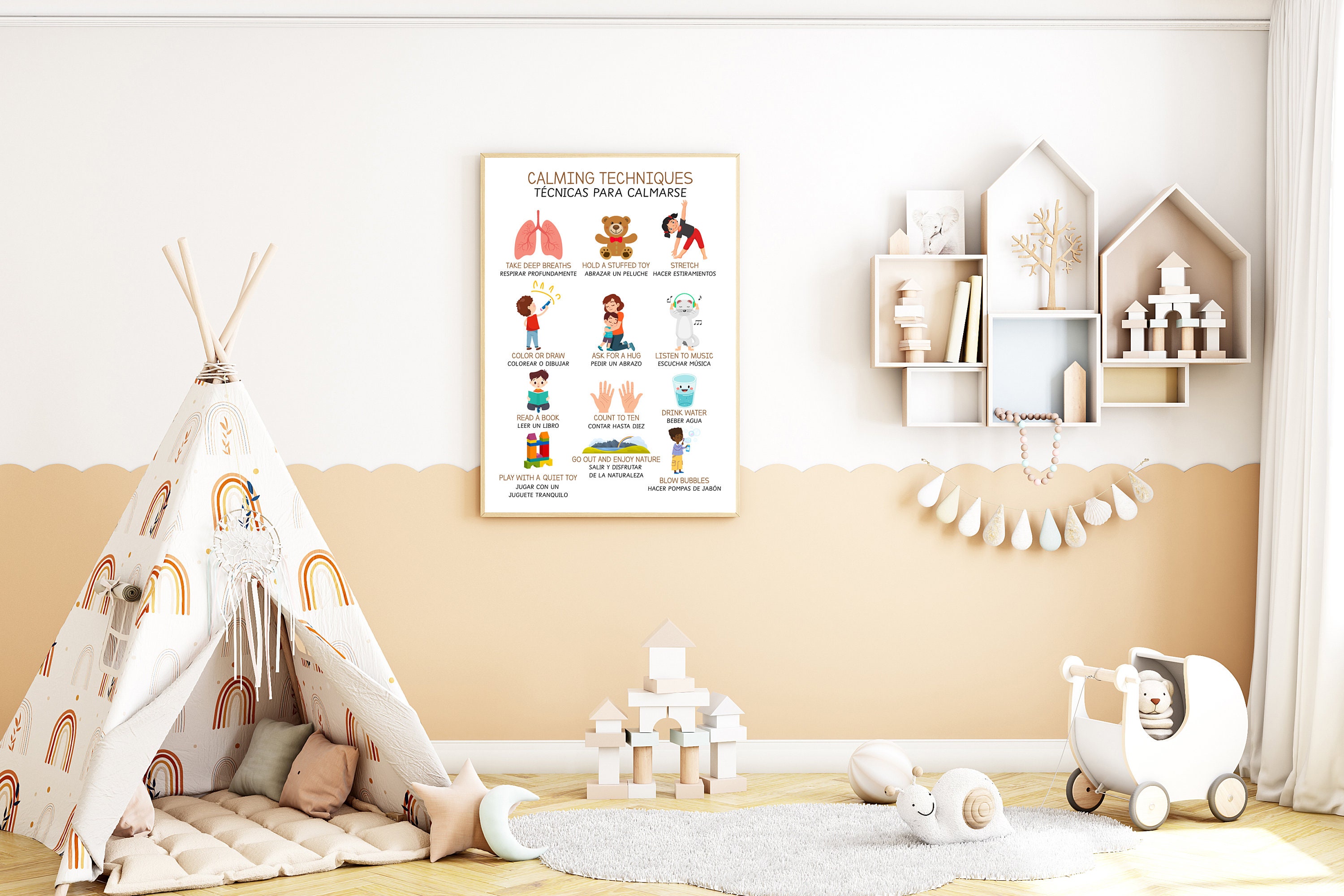 Calming Techniques Bilingual Poster, English-spanish, Calming Corner ...