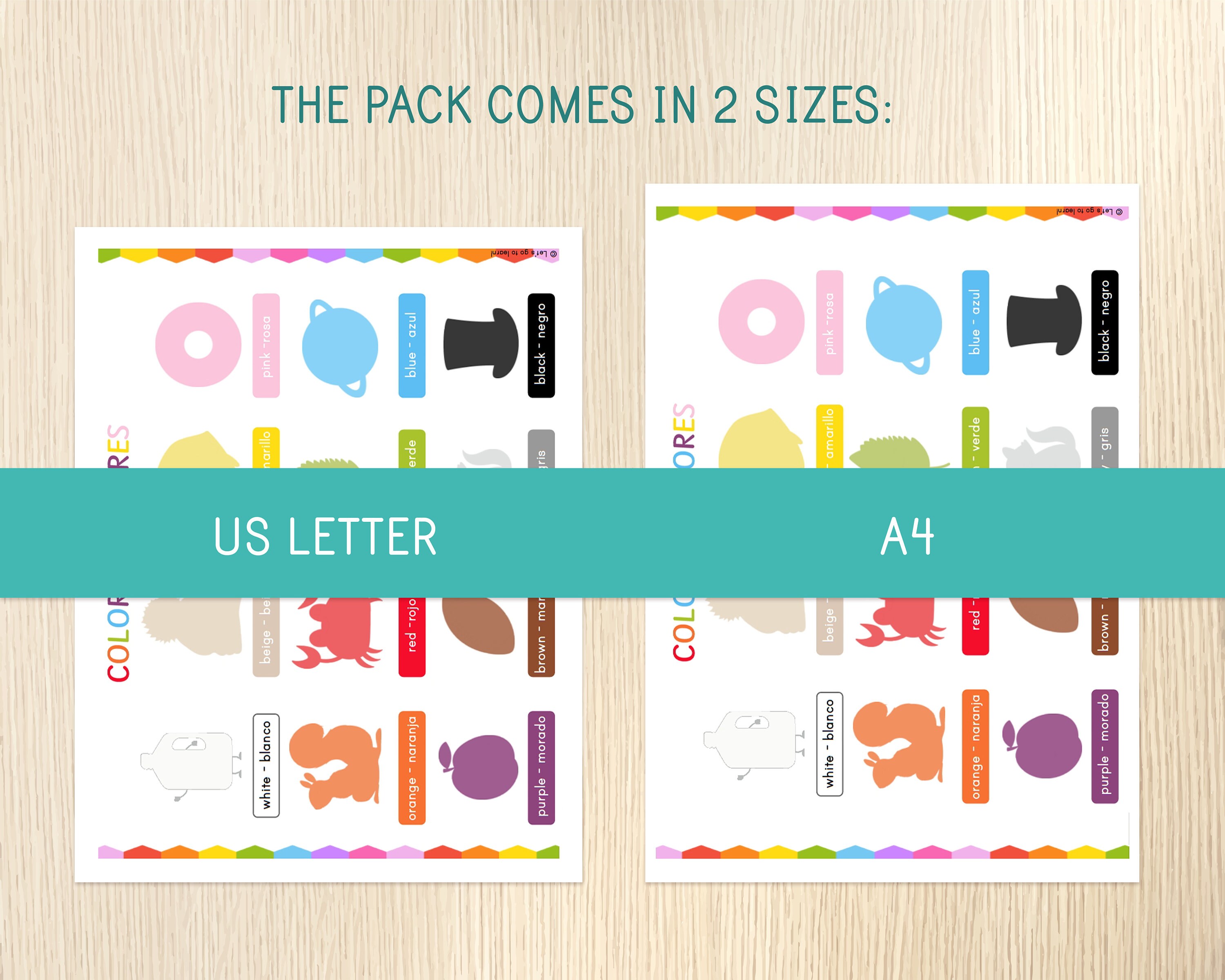 Colors Matching Game English-spanish Worksheet Bilingual - Etsy