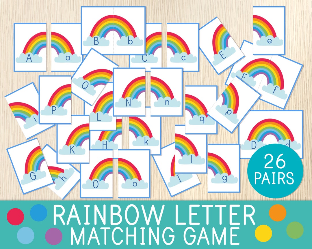 Rainbow Letter Matching Game, ABC Puzzles, Preschool, Kindergarten ...