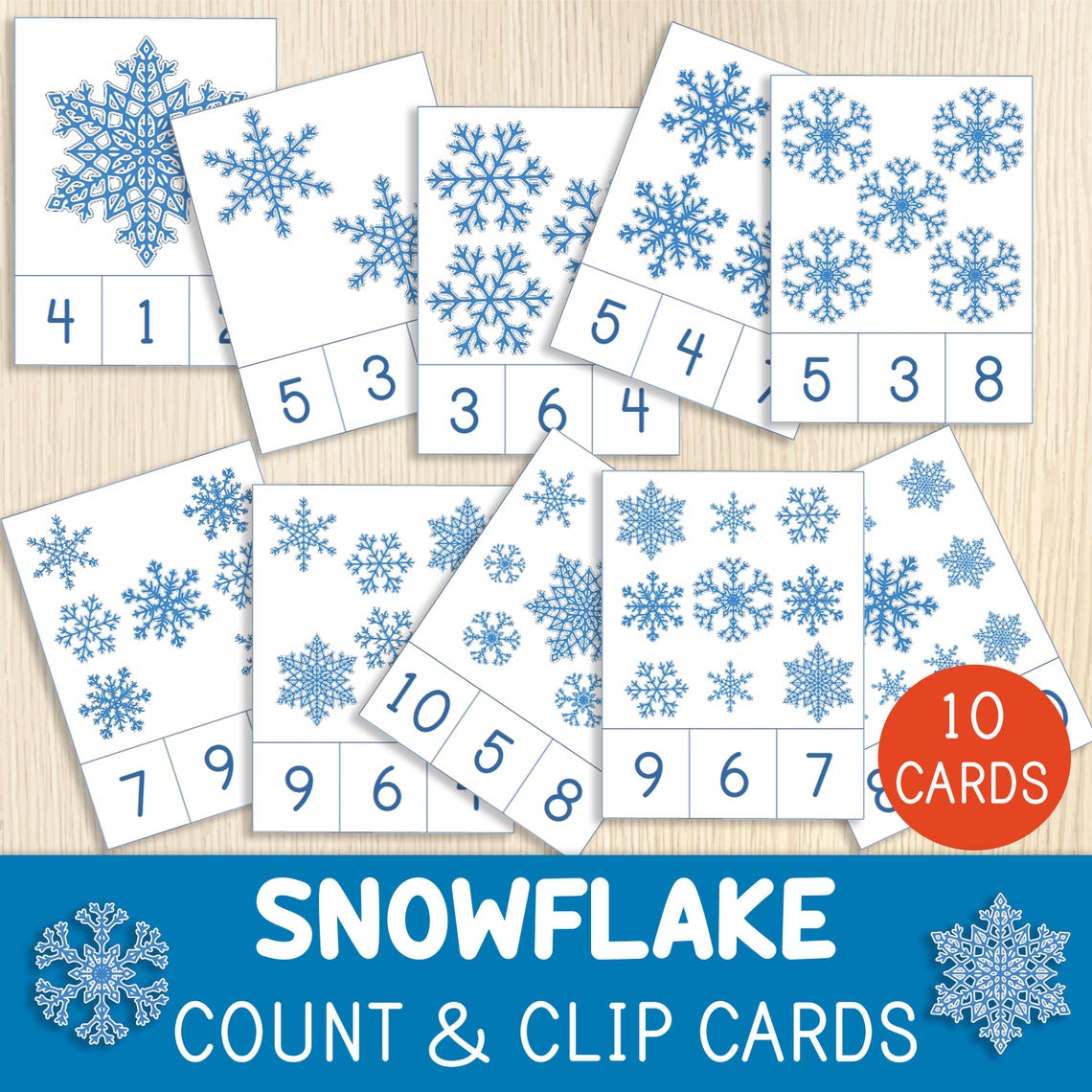 Snowflake Count & Clip Cards - Numbers 1-10 - Toddler - Preschool ...