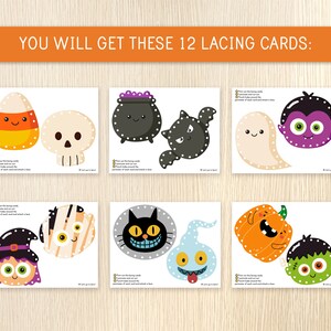 Halloween Lacing Cards, Toddler, Preschool Activity, Fine Motor Skills ...