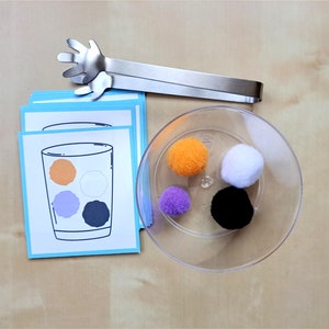 Color Sorting Game With Pom Poms, Color Matching Activity, Toddler ...