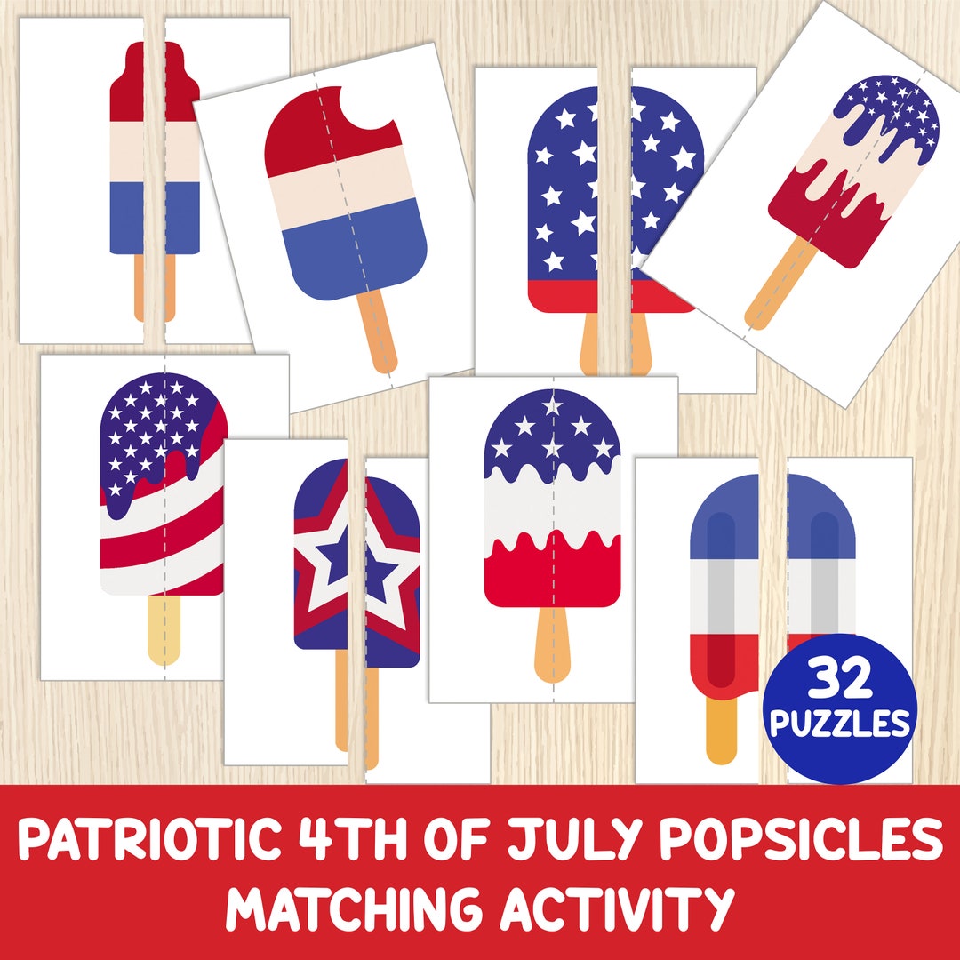 Patriotic Popsicles Matching Game, 4th of July Activity for Kids ...