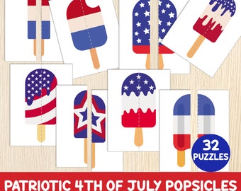 Patriotic Popsicles Matching Game, 4th of July Activity for Kids ...
