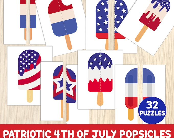 Patriotic Popsicles Matching Game, 4th of July Activity for Kids ...