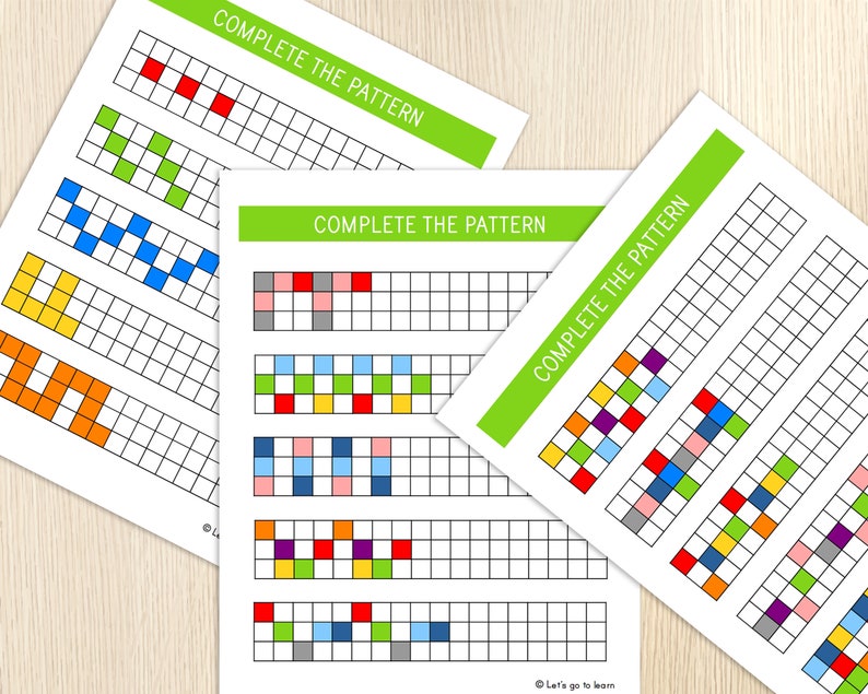 Pattern Worksheets for Kids Pattern Practice Color Patterns | Etsy