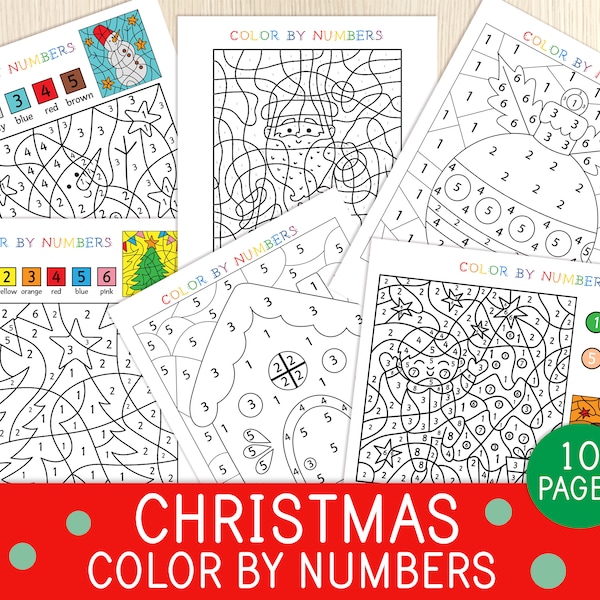 Christmas Coloring Pages With Numbers - Etsy