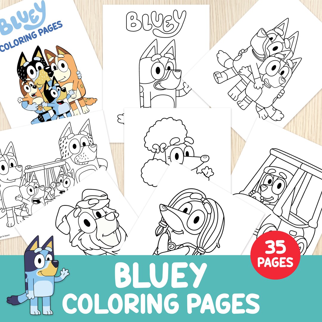 Blue Dog Coloring Pages BUNDLE, Blue Dog Coloring, Niño pequeño ...
