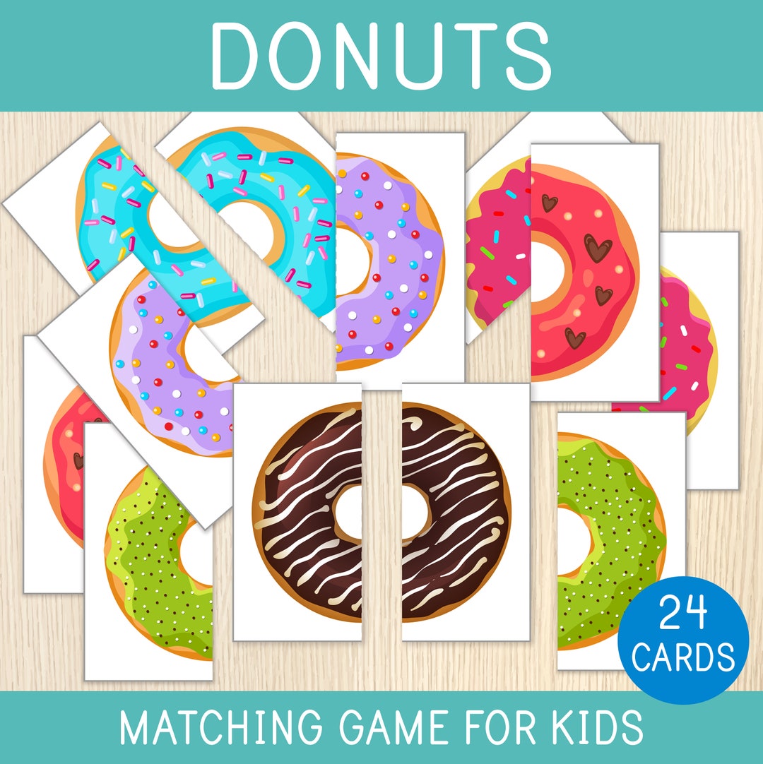 Donut Matching Game, Match the Donuts Halves, Symmetry Puzzles, Toddler ...