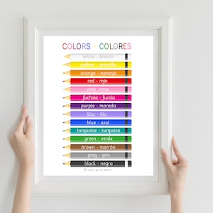 English-spanish Colors Poster, Printable Poster, Bilingual Resource ...