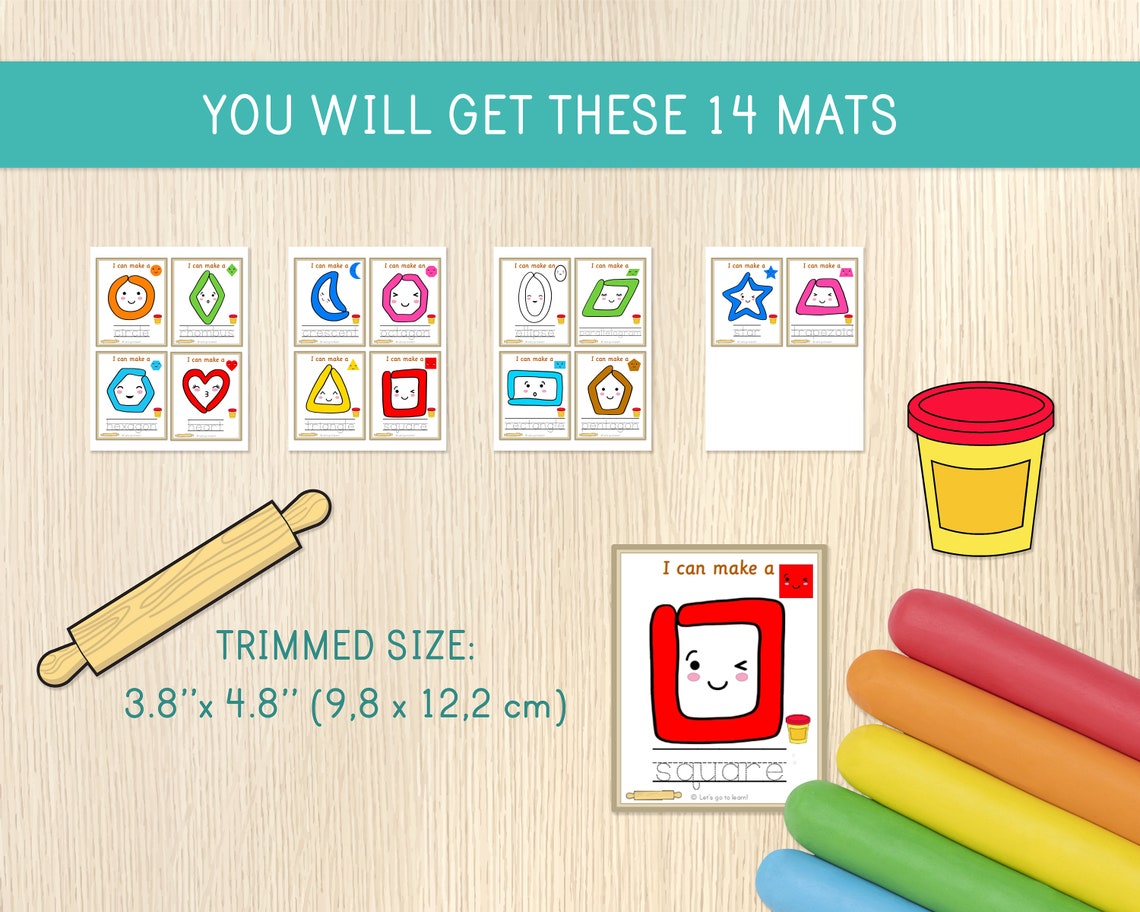 Shapes Play Dough Mats 14 Visual Cards Play Doh Toddler | Etsy