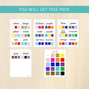 Color Words Clip Cards & Chart - English Vocabulary - Color Recognition ...