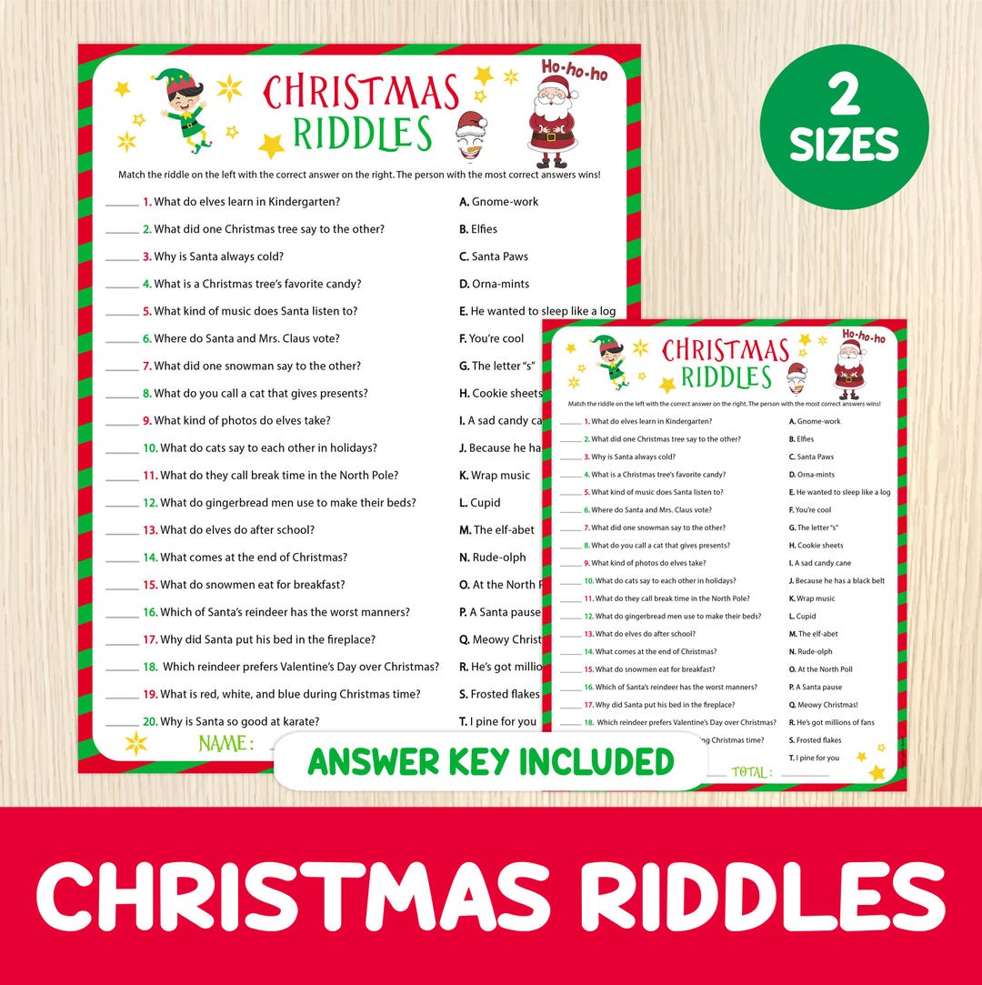 Christmas Riddles Game - Printable Fun Christmas Riddles - Family ...