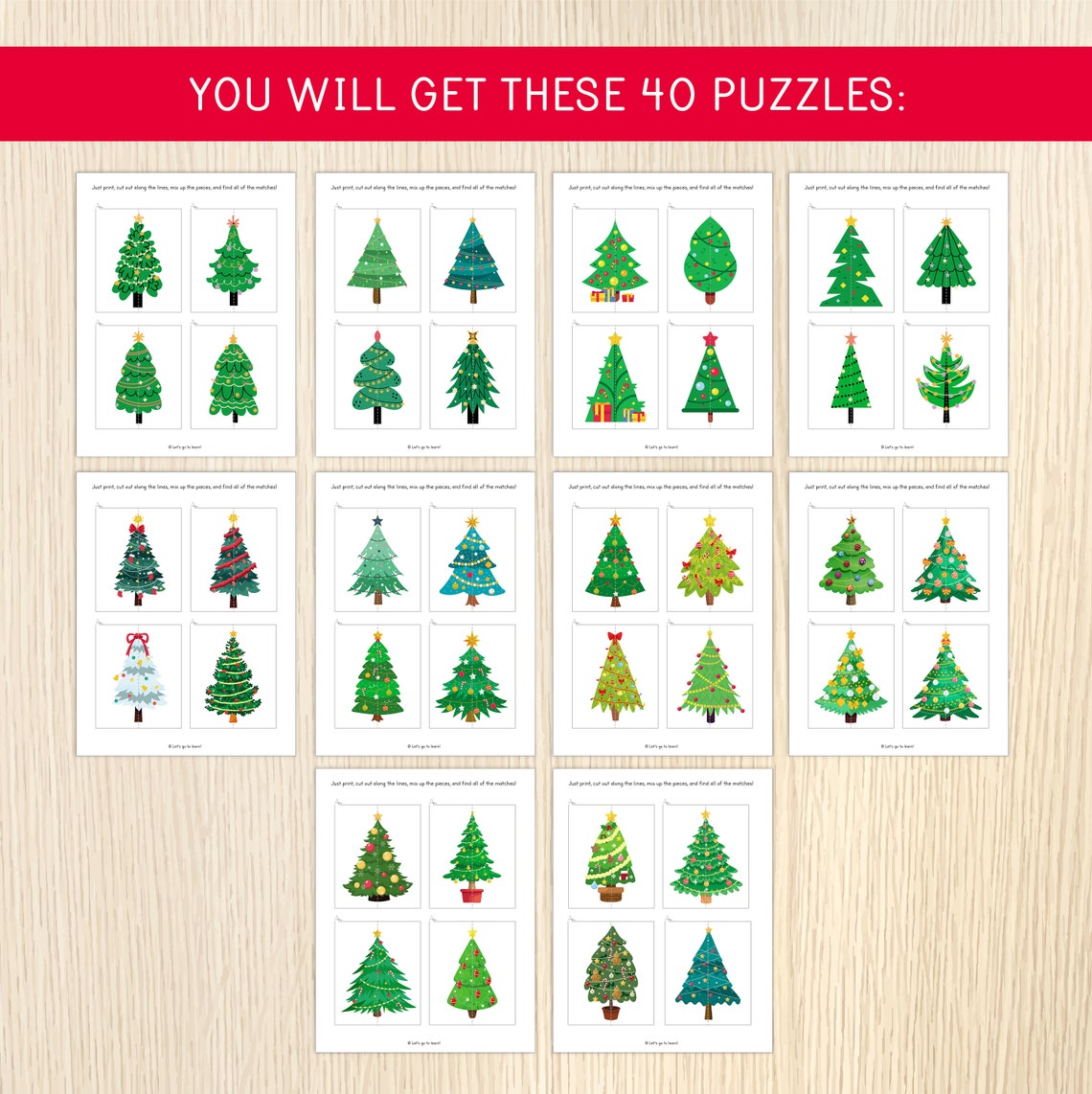 Christmas Trees Matching Game, Christmas Puzzles, Xmas Activity for ...