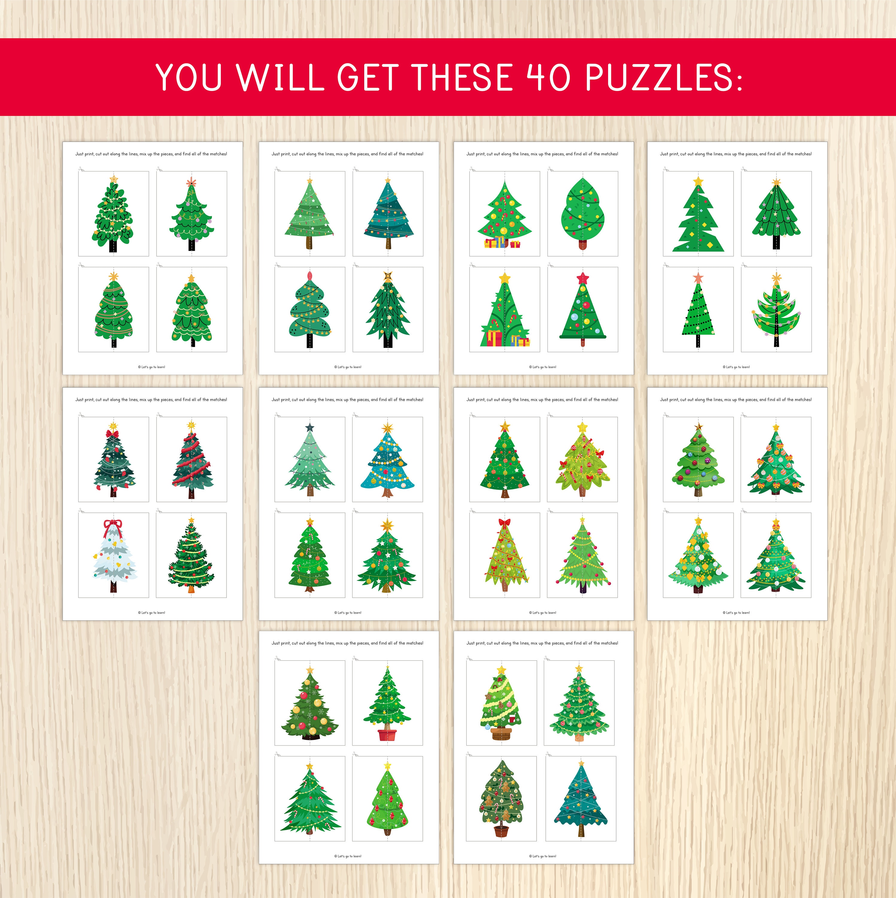 Christmas Trees Matching Game, Christmas Puzzles, Xmas Activity for ...