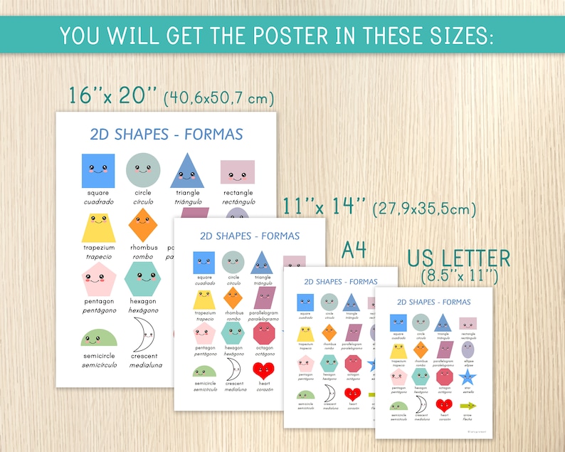 Shapes Poster in English & Spanish - Printable Educational Chart ...