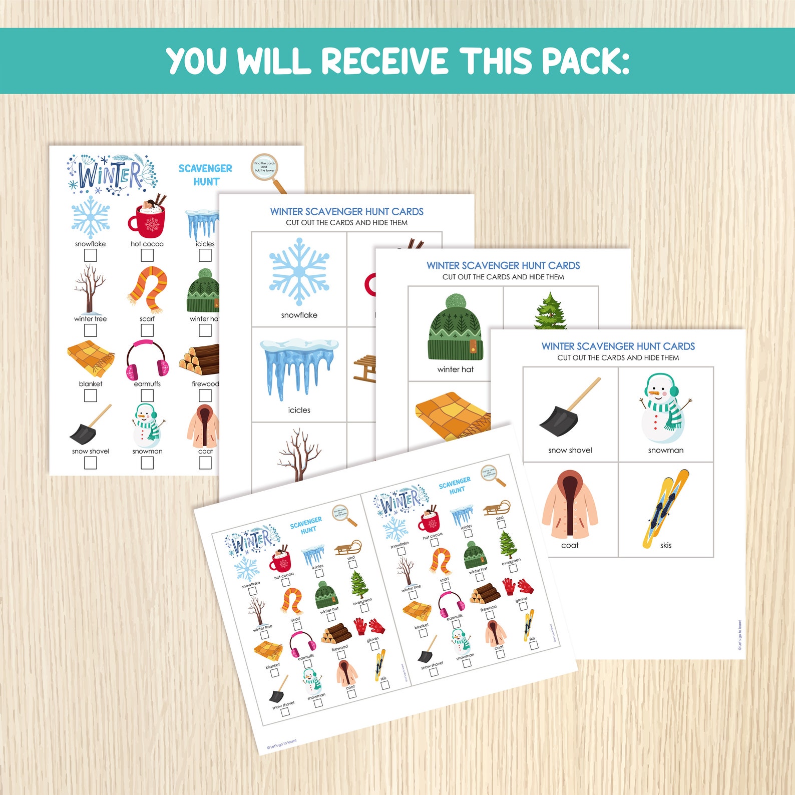 Winter Scavenger Hunt Game - Indoor Outdoor Treasure Hunt With Cards to ...