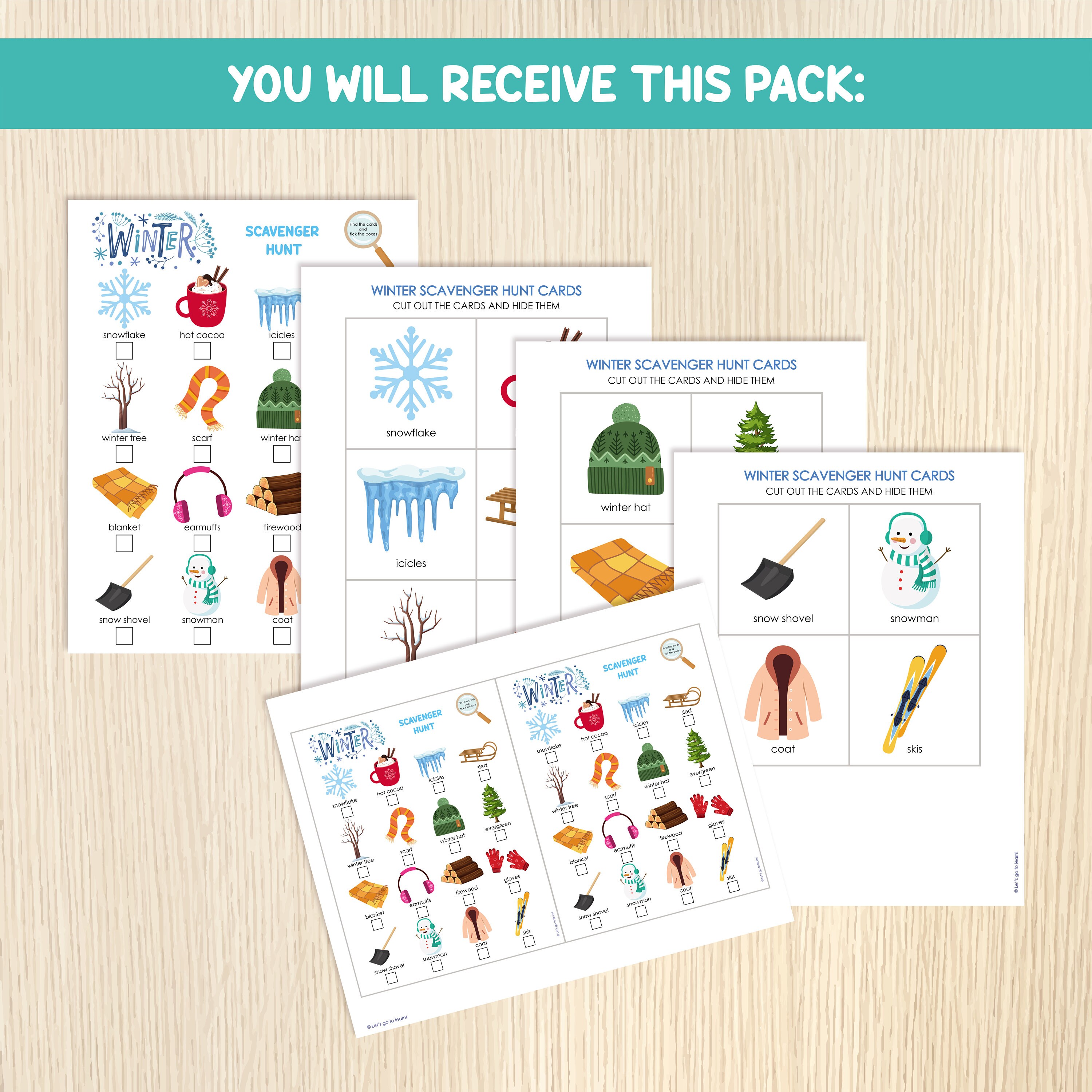 Winter Scavenger Hunt Game - Indoor Outdoor Treasure Hunt With Cards to ...