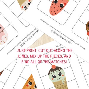 Ice Cream Matching Activity, Toddler & Preschool Game, 8 Summer Puzzles ...
