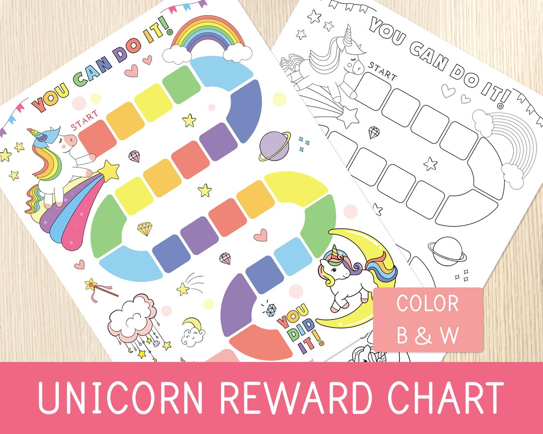 Unicorn Reward Chart - Sticker Chart - Toddler, Preschool - Potty ...