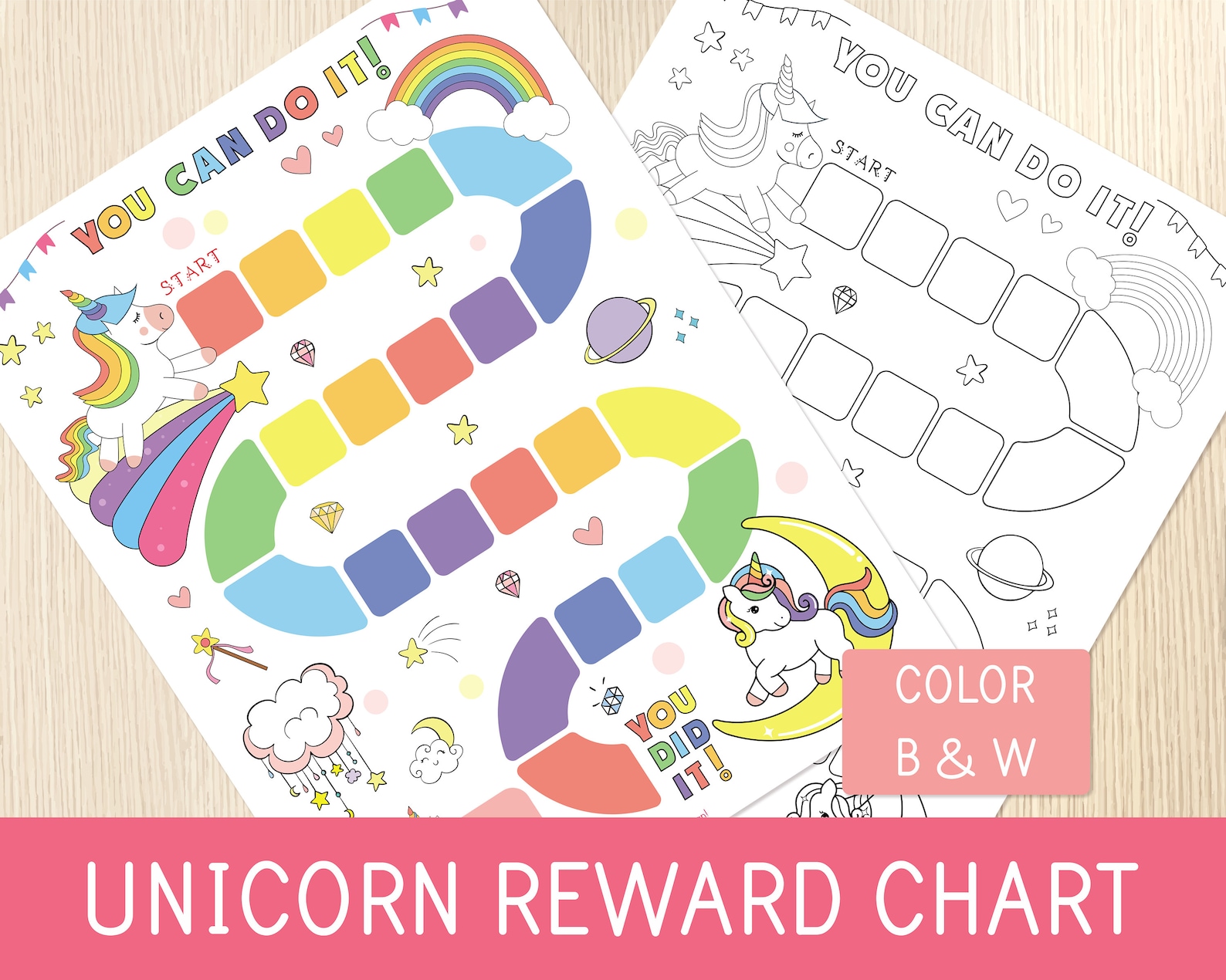 Unicorn Reward Chart - Sticker Chart - Toddler, Preschool - Potty ...