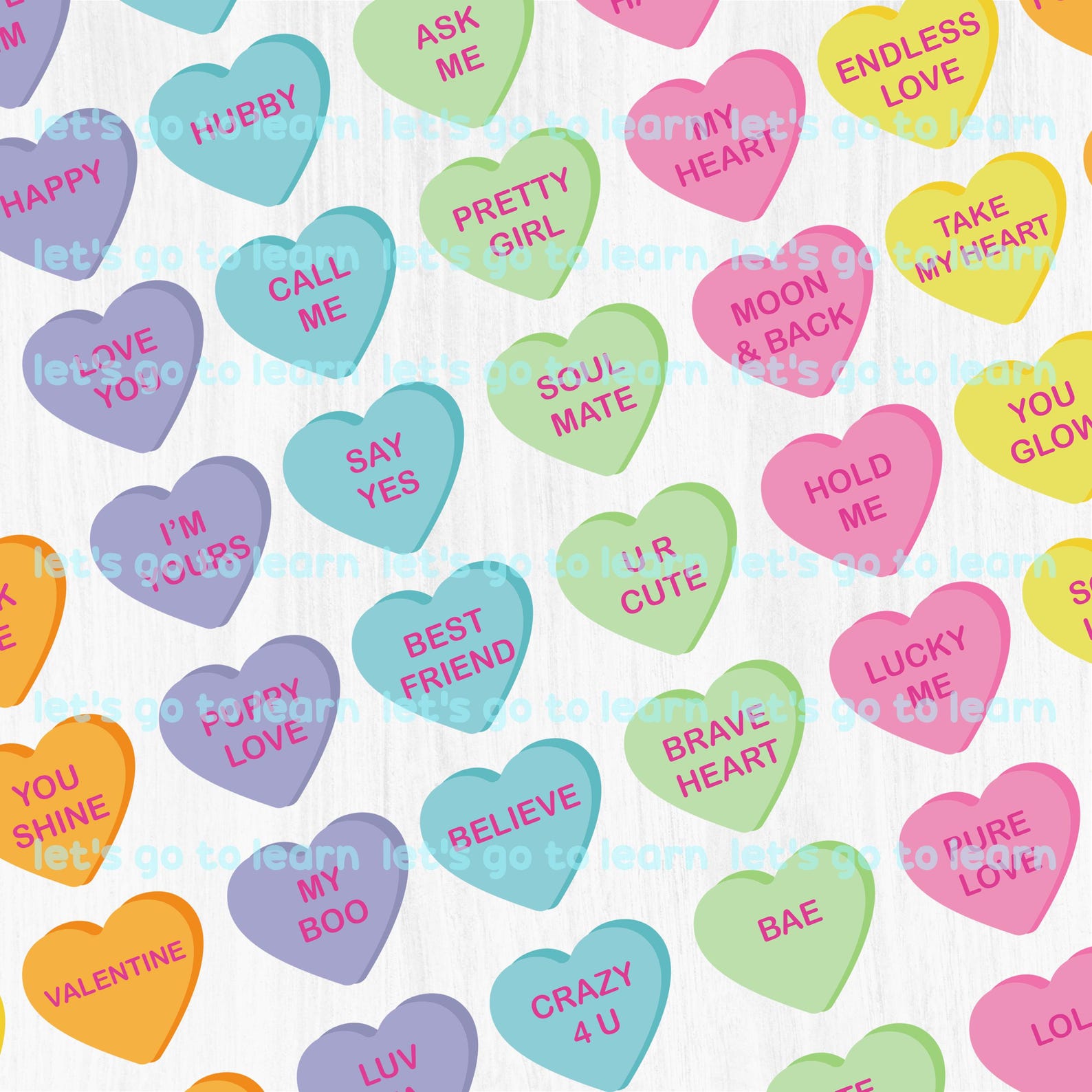 Candy Heart Clipart BUNDLE - Conversation Hearts Pack - Valentine's Day ...