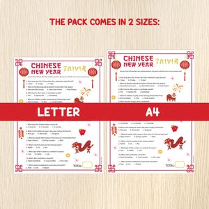 Chinese New Year Trivia Game - Lunar New Year Activity - Printable Quiz ...