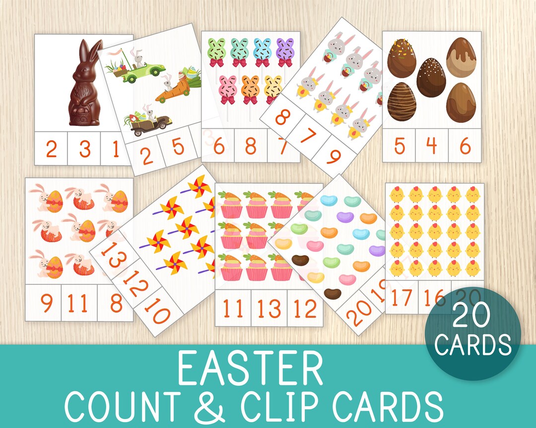 Easter Count & Clip Cards - Numbers 1-20 - Counting Cards - Flashcards ...