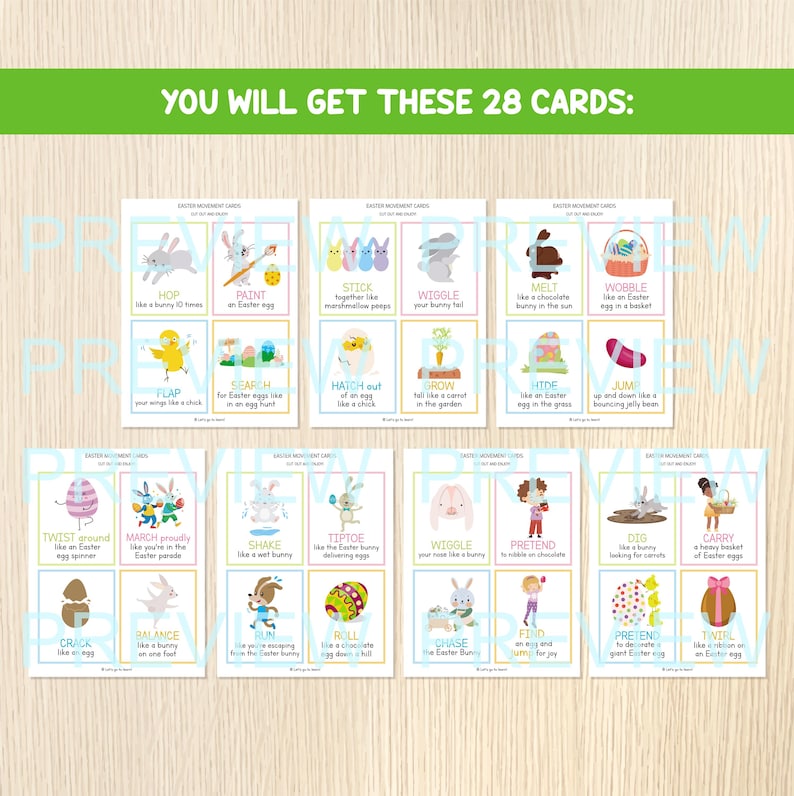 Easter Movement Cards - Easter Game - Toddler, Preschool & Kindergarten ...