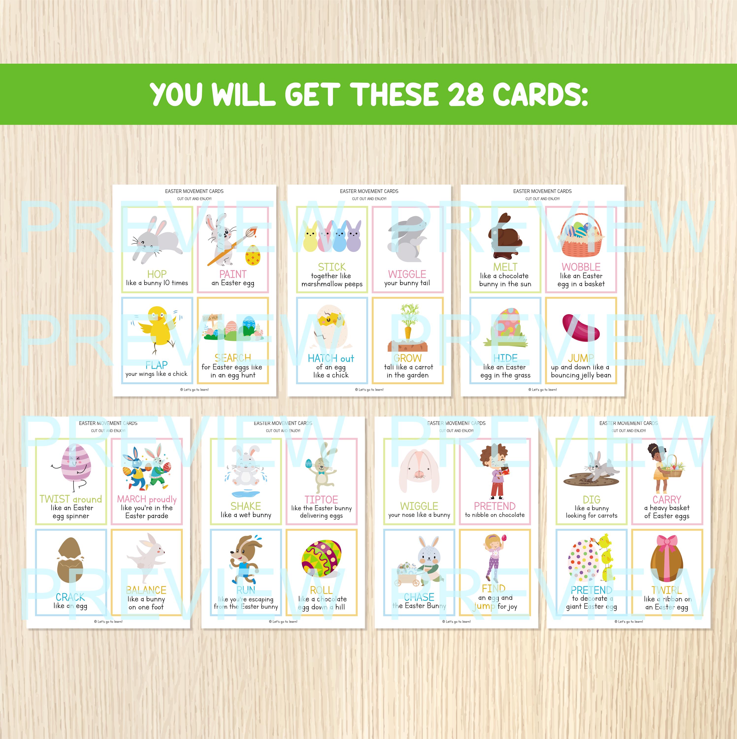 Easter Movement Cards - Easter Game - Toddler, Preschool & Kindergarten ...