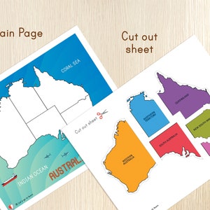 Australia Map Puzzle, Matching Activity, Australia States, Geography ...