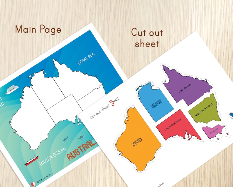 Australia Map Puzzle Matching Activity Australia States - Etsy