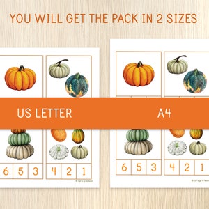Pumpkin Count and Clip Cards, Counting Cards, Numbers 1-20, Fall ...