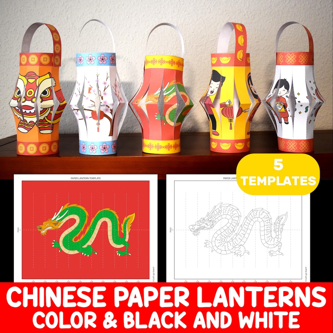 Chinese New Year Paper Lantern Craft – Lunar New Year Lantern Templates ...