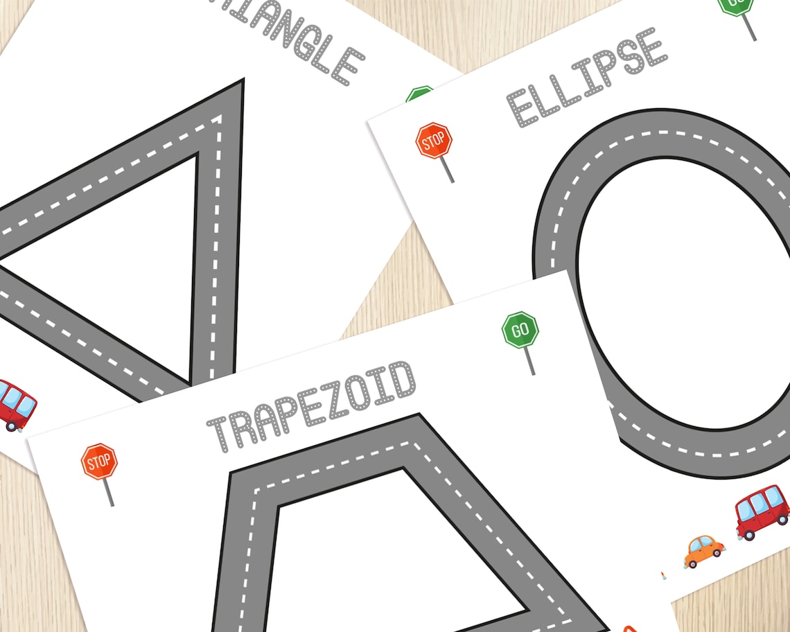 Shapes Tracing Road Mats Math Busy Book Geometry Toddler - Etsy